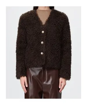 TWINSET Bouclé-knit V-neck Jacket With Front Button Closure