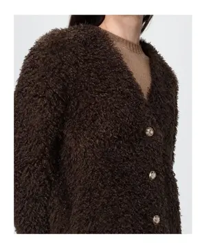 TWINSET Bouclé-knit V-neck Jacket With Front Button Closure
