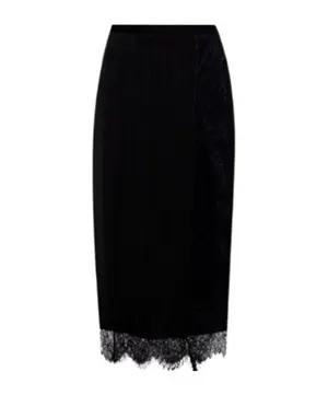 TWINSET Lace-detail Ribbed Knit Midi Skirt
