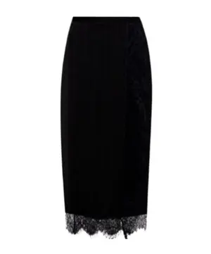 TWINSET Lace-trim Pleated Midi Skirt - Black