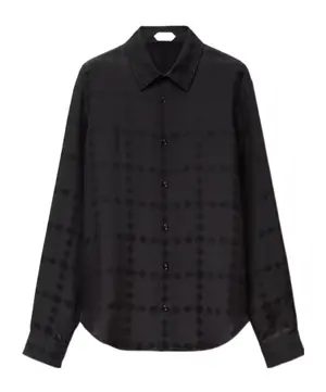Versace Jacquard Silk Crêpe Satin Silk Shirt - Black