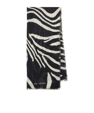NILI LOTAN Zebra-print Scarf - Black