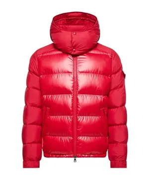 Moncler Maya Hooded Short Down Jacket - Red