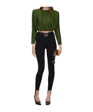 SELF-PORTRAIT Jersey Gathered Top - Olive