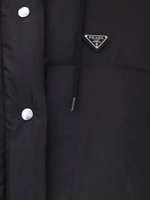Prada Logo Plaque Padded Hooded Jacket