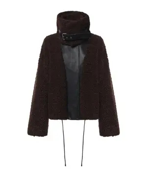 Sportmax Faux-shearling Buckled-collar Jacket - Black