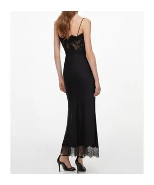 SELF-PORTRAIT Satin Lace Midi Dress