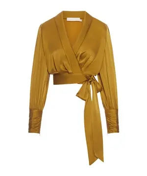 Zimmermann Long-sleeve Wrap Top - Olive
