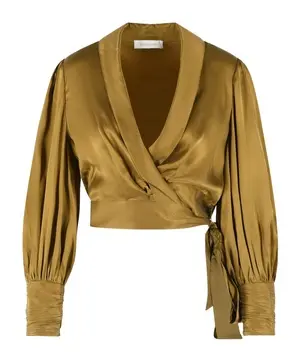 Zimmermann Zimmermann Wrap Tie Crop Top Olive