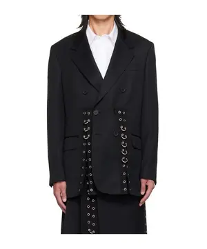 Simone Rocha Double Breasted Grommet Ring Hem Slice Suit Jacket