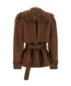 Giuseppe Di Morabito Shearling Collar Cropped Coat