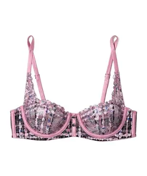 FLEUR DU MAL Gabrielle Silk-blend Satin-trimmed Embroidered Tulle Soft-cup Balconette Bra - Pink