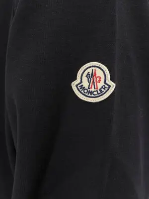 Moncler Long Sleeve Crewneck Sweatshirt With Logo Patch - Black