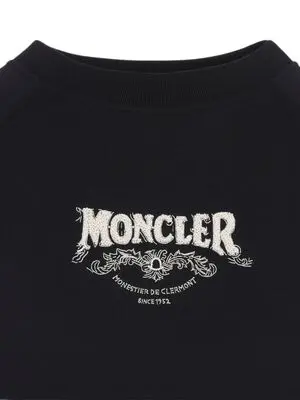 Moncler Long Sleeve Crewneck Sweatshirt With Logo Patch - Black