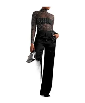 A.L.C. James Crystal Embellished Mesh Turtleneck Top