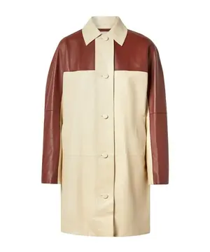 Lafayette 148 New York Oversized Two-tone Leather Jacket - Nude