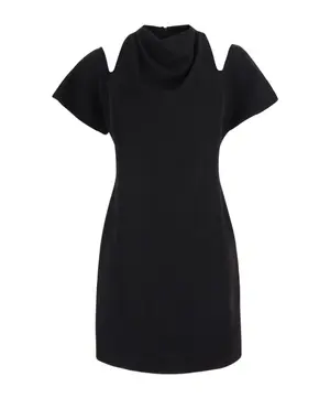 Federica Tosi Short V-neck Long-sleeved Crepe Dress - Black