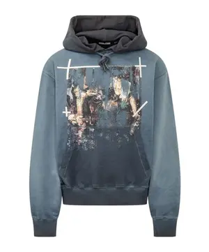 Off-White Hooded Sweatshirt - Blue