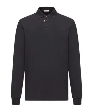 Moncler Logo Cotton Piquet Polo Shirt - Dark Blue