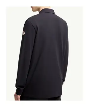 Moncler Logo Cotton Piquet Polo Shirt - Dark Blue