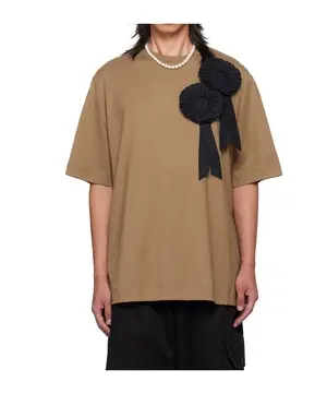 Simone Rocha Ruffled Rose Bow Loose T-shirt - Khaki/black
