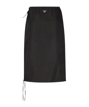 Prada Elastic Waist Midi Skirt - Black