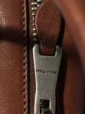 Miu Miu Embossed Logo Zippered Shoulder Bag - No