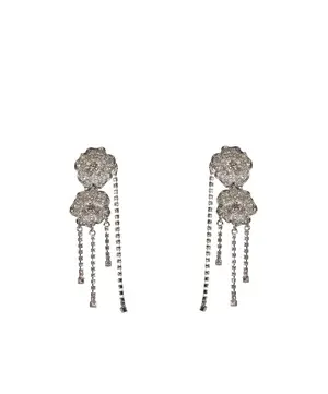Alessandra Rich Floral Embellished Earrings - Silver