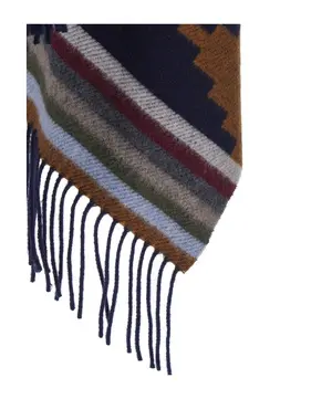 BAZAR DELUXE Patterned Faux Fur Trim Shawl