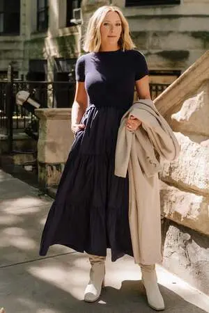 GILLI Devotion Tiered Dress - Navy