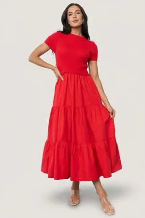 GILLI Devotion Tiered Dress - Red