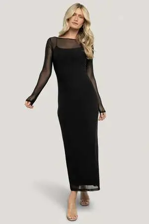 XH TEXTILES Darya Mesh Midi Dress - Black