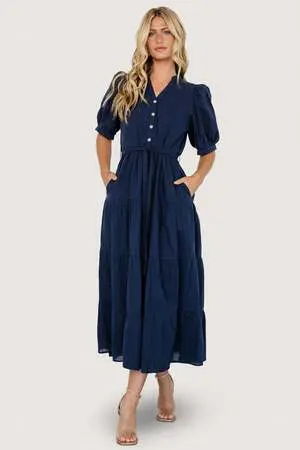 POLAGRAM Camille Maxi Dress Navy