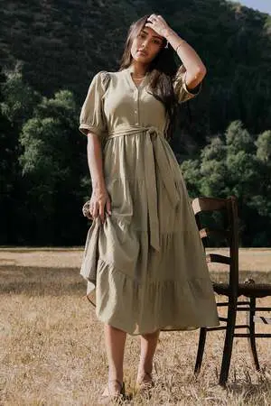 POLAGRAM Camille Maxi Dress - Sage