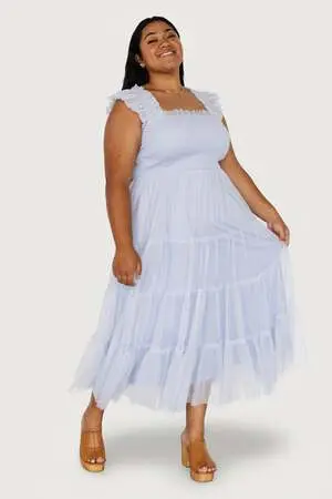 LISTICLE Emma Smocked Tulle Dress - Light Blue