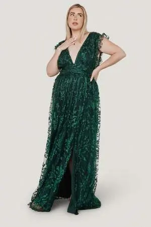 SOIEBLU Arlene Shimmer Gown Emerald