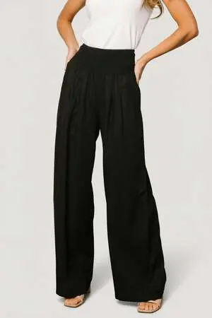 AAKAA Parvati Smocked Waist Pants - Black