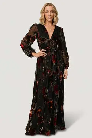 XH TEXTILES Mikla Maxi Dress Black Multi