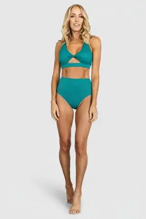 BEACH JOY BIKINI Del Mar Ribbed Bikini Bottom - Jade
