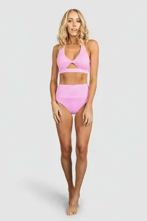 BEACH JOY BIKINI Del Mar Ribbed Bikini Bottom - Pink
