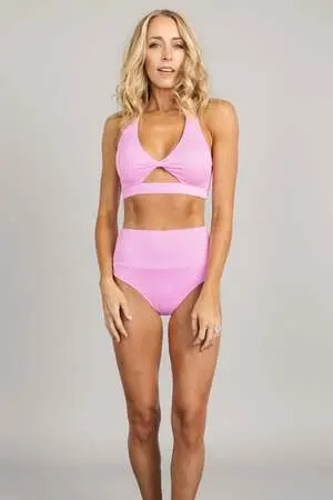 BEACH JOY BIKINI Del Mar Ribbed Bikini Top - Pink
