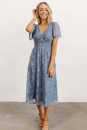 RICA RICA June Smocked Midi Dress - Blue