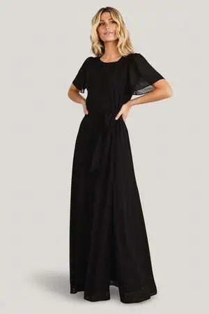 XH TEXTILES Naomi Short Sleeve Maxi Dress - Black