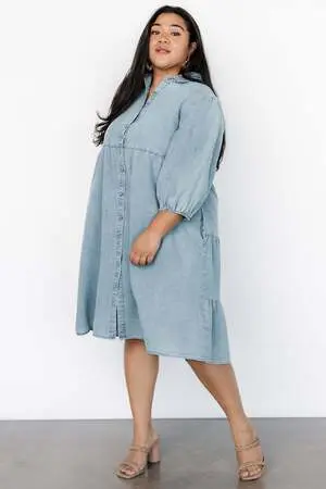 POLAGRAM Sari Babydoll Dress - Chambray