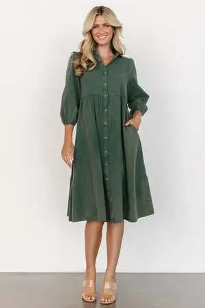POLAGRAM Sari Babydoll Dress Green