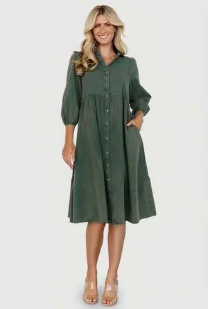 POLAGRAM Sari Babydoll Dress - Green