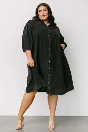 POLAGRAM Sari Babydoll Dress Washed Black
