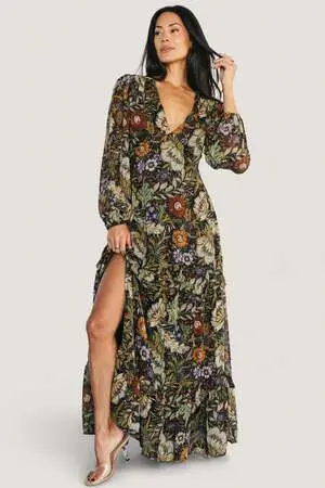 POLAGRAM Bowman Deep V Maxi Dress - Multi Floral