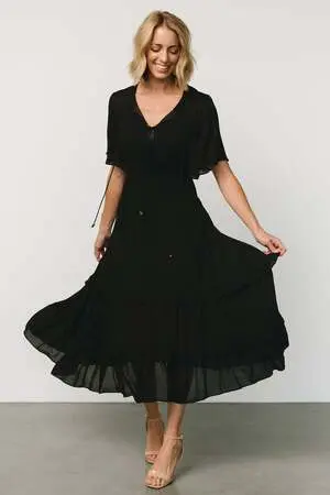 XH TEXTILES Spell Boho Midi Dress - Black