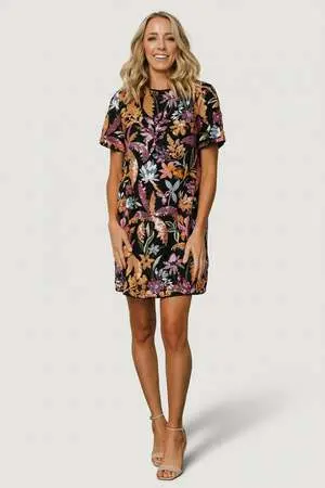 FLYING TOMATO Patricia Sequin Short Dress - Black